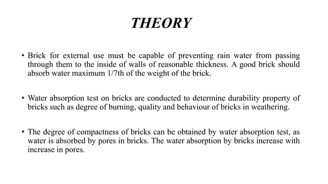 Water Absorption of Bricks | PPTX | Chemistry | Science