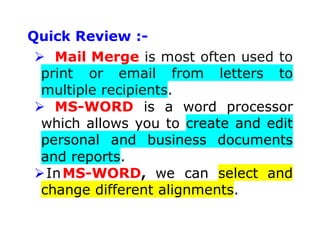 MS WORD Tutorial | PPT