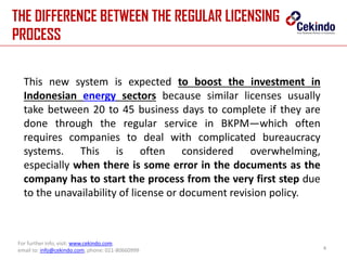 Update from BKPM: Three Hour License Service for Energy Sector | PPT
