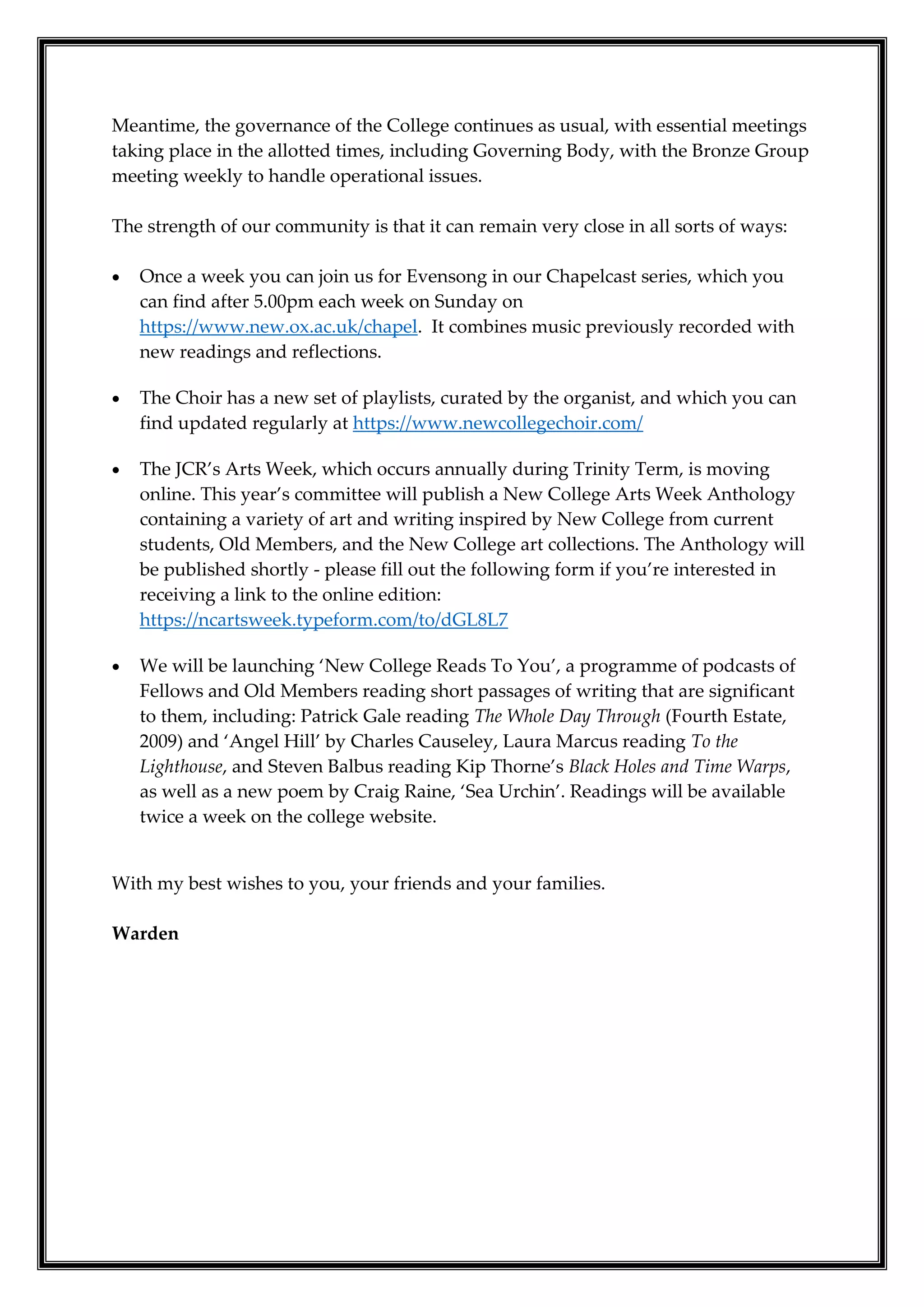 Update from the Warden | PDF