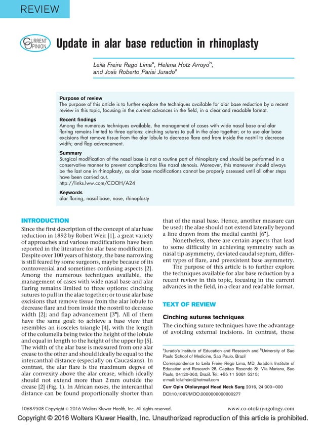 Update in alar base reduction in rhinoplasty | PDF