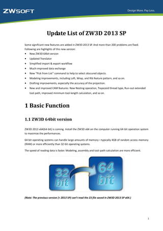 Update list of ZW3D 2013 SP | PDF