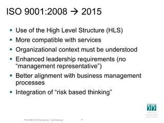 Update of the upcoming ISO 9001 - EOQ Congress 2014 | PDF