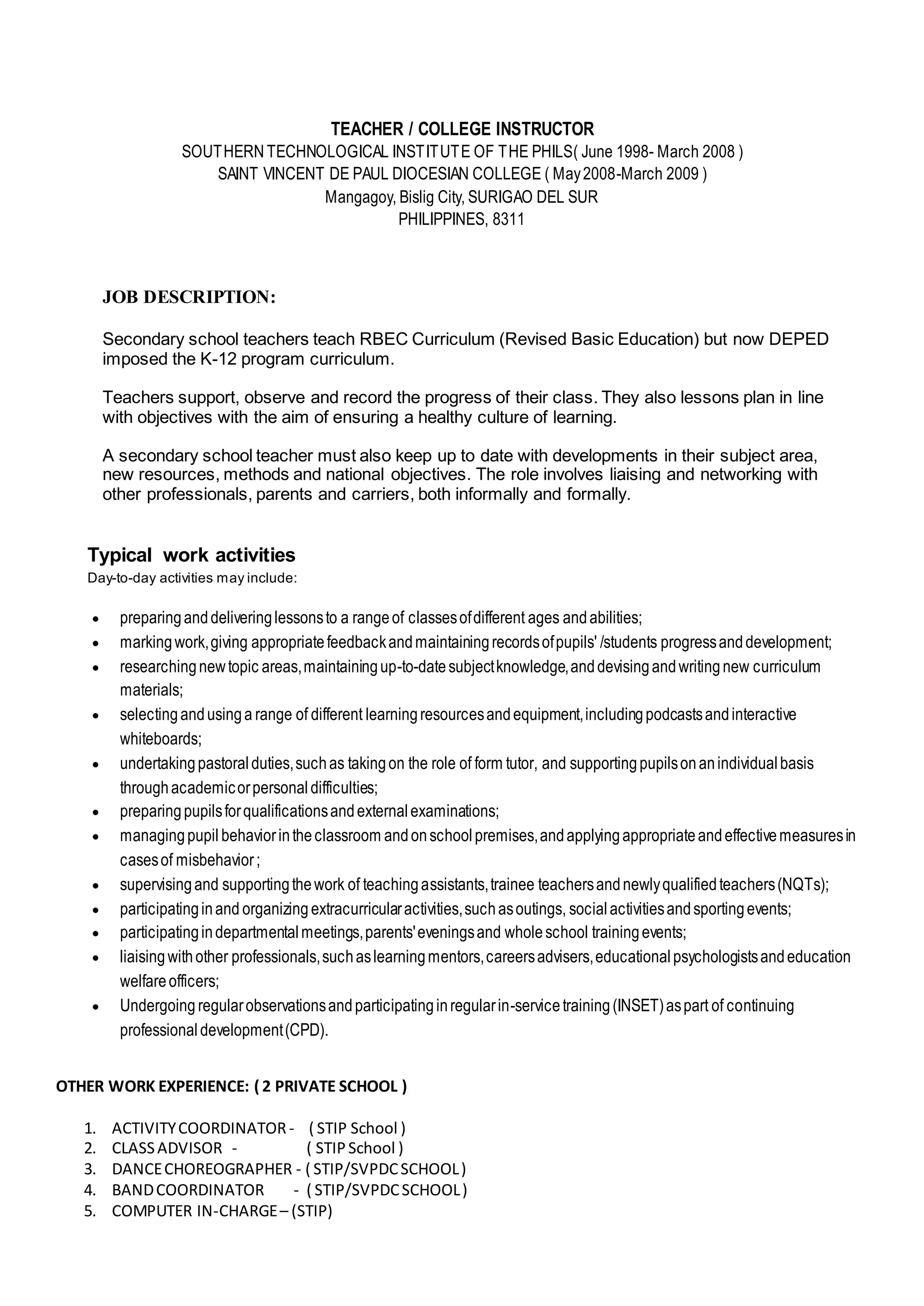 Update resume joebert | DOCX