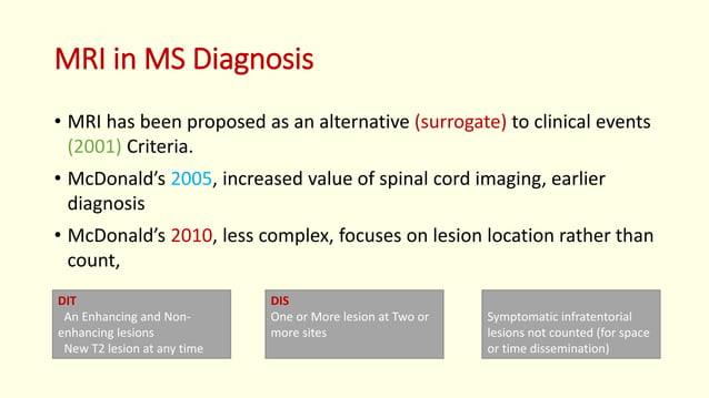 Updates of mri criteria for diagnosis of ms | PPTX | Brain and Nervous ...