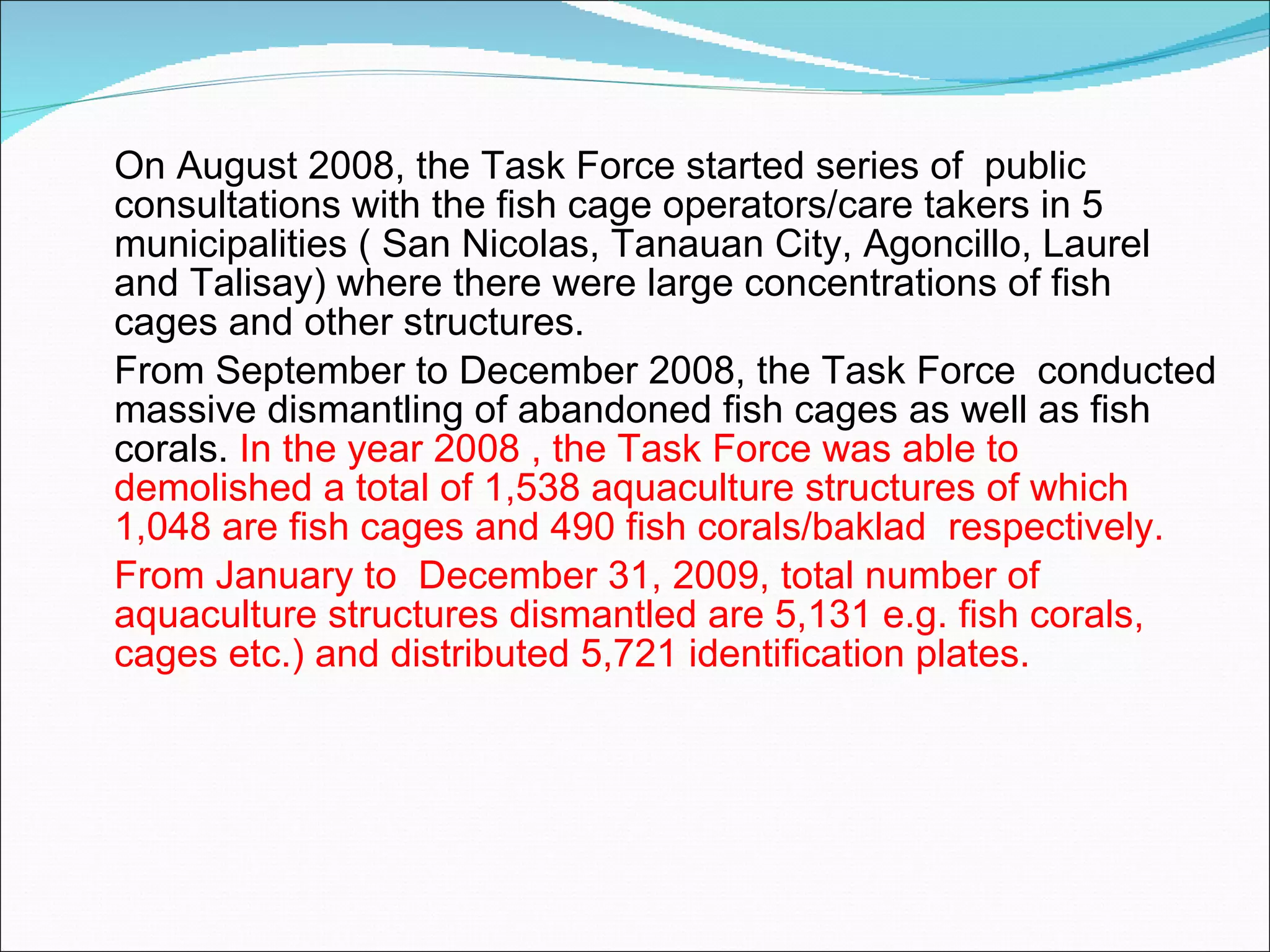 Updates on aquaculture structures in Taal Lake | PPT