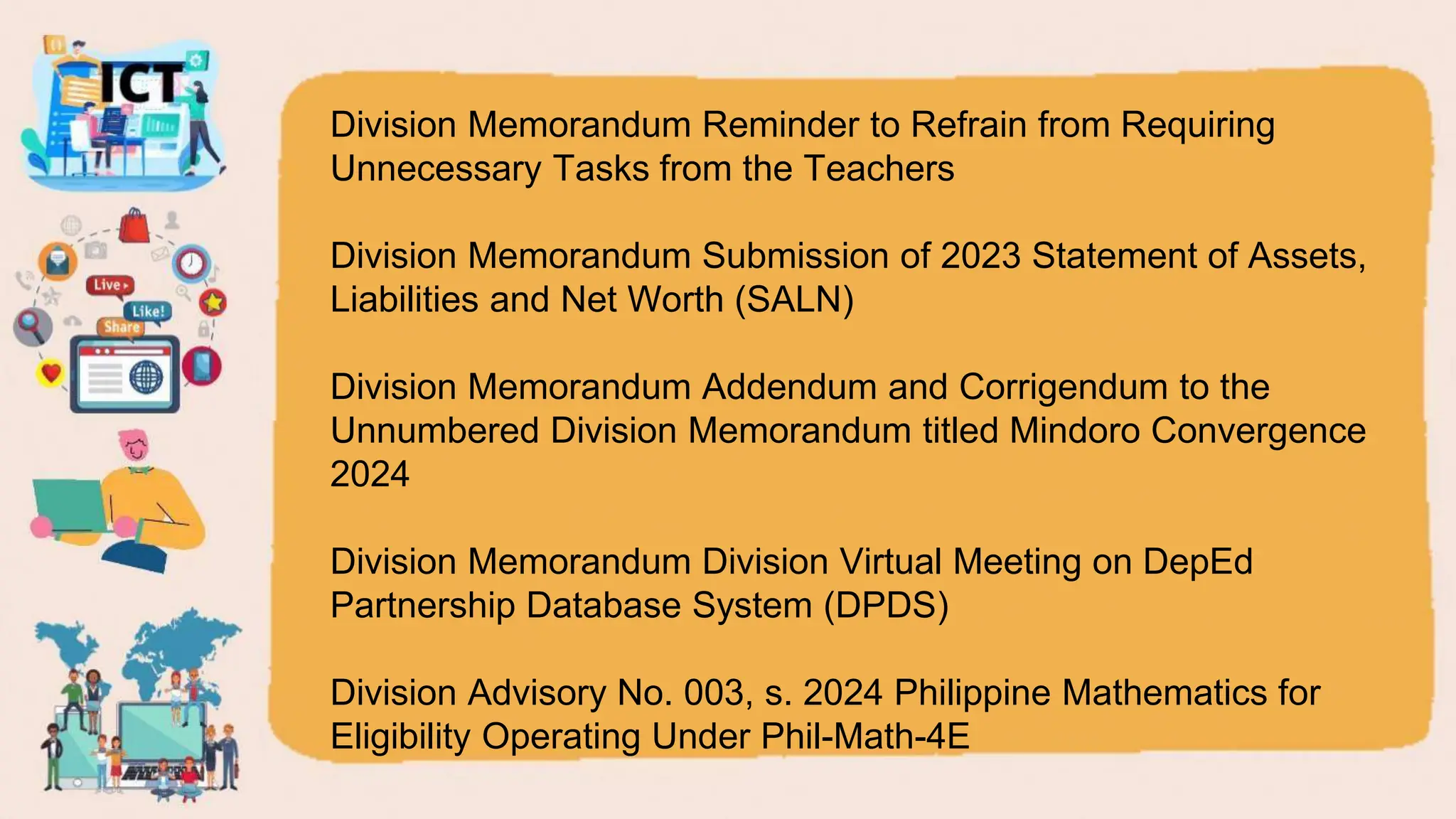 Updates on Different DepEd Memorandums d | PPTX
