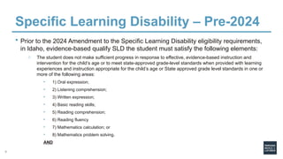 Updates on Specific Learning Disability Eligibility and Child Find ...