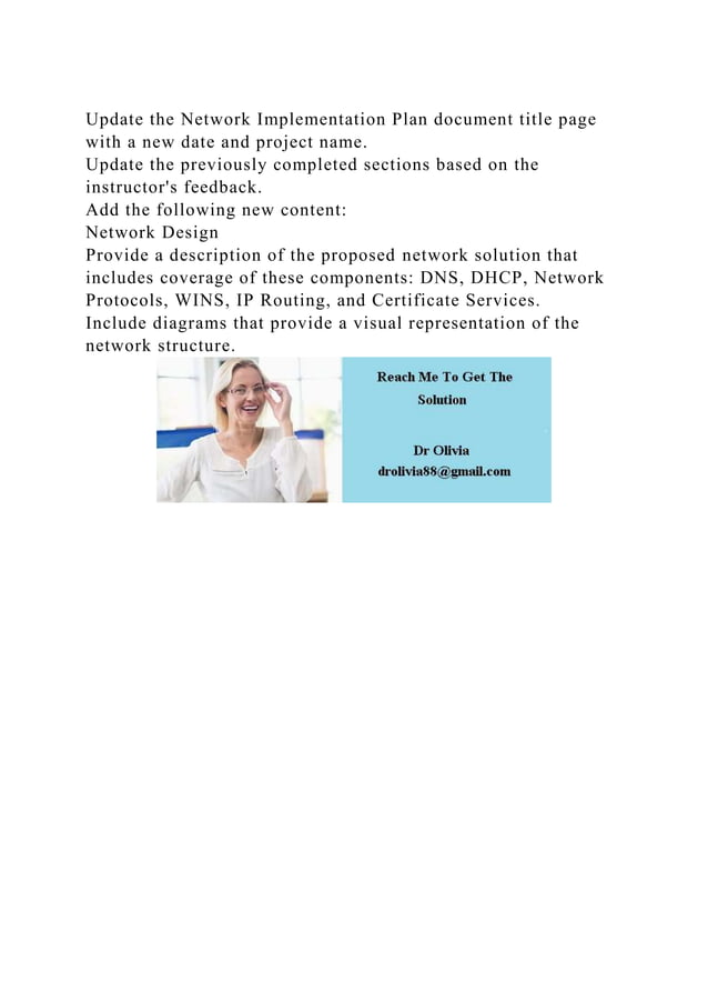 Update the Network Implementation Plan document title page with a ne.docx