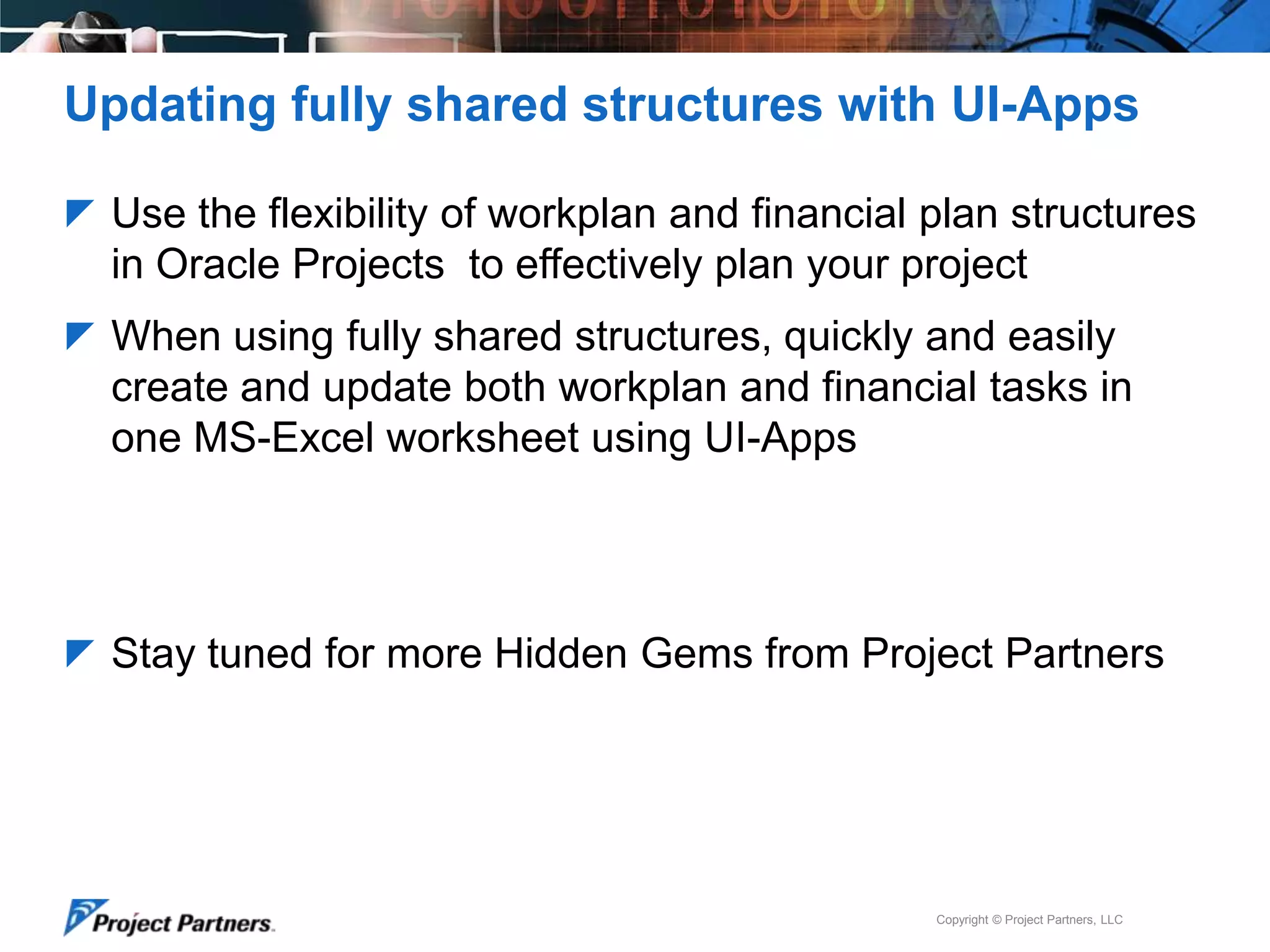 Update Oracle EBS Projects Workplan and Financial Plan (Budgets ...