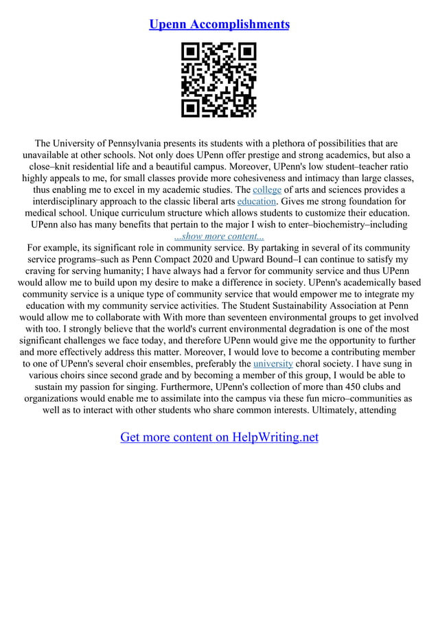 Upenn Application Essay | PDF