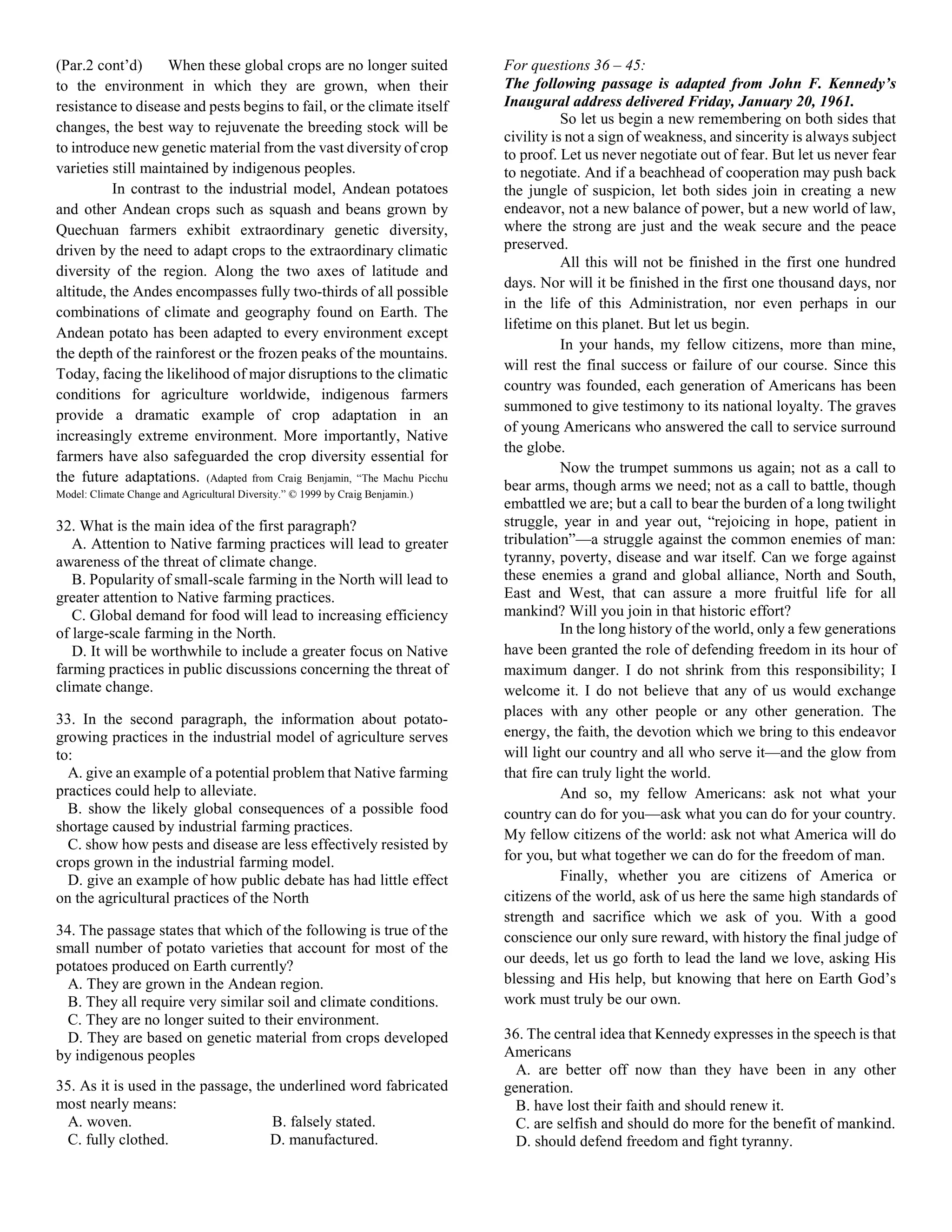 UPCAT Practice Examination | PDF