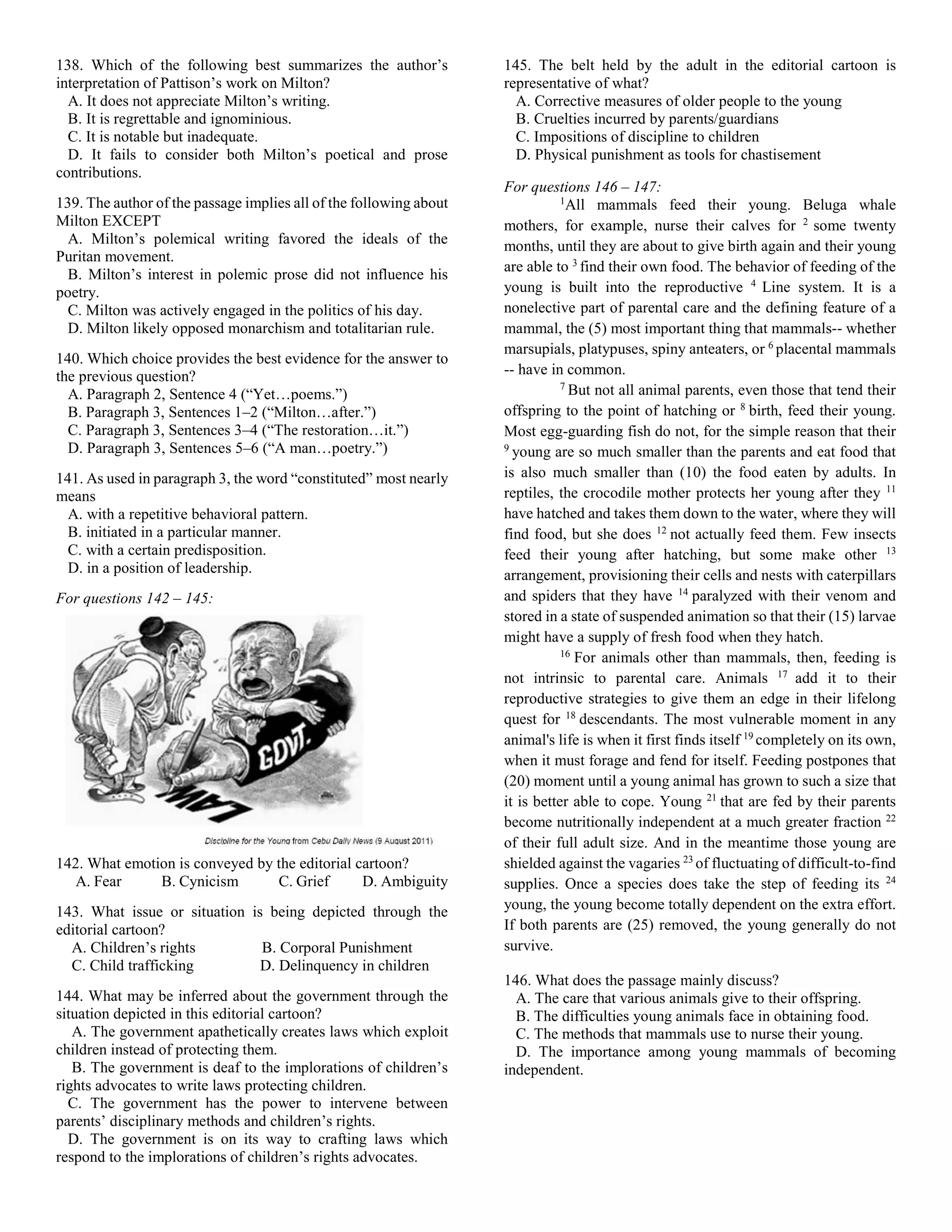 UPCAT Practice Examination | PDF