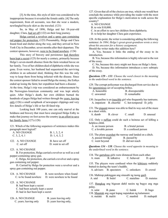 UPCAT Practice Examination | PDF