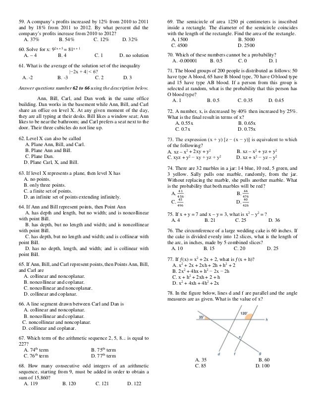 UPCAT Practice Examination