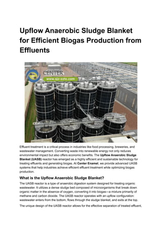 Upflow Anaerobic Sludge Blanket for Efficient Biogas Production from ...