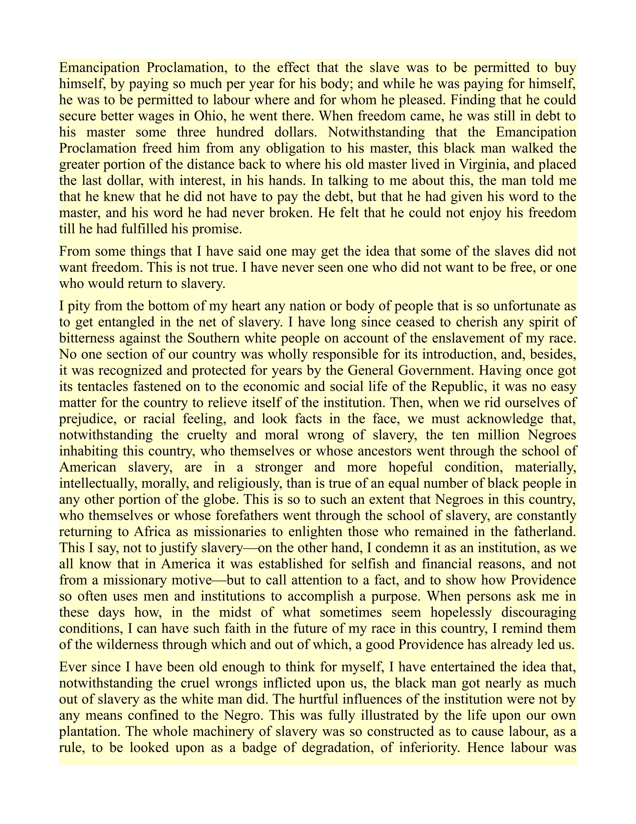 Up From Slavery - Booker T Washington | PDF