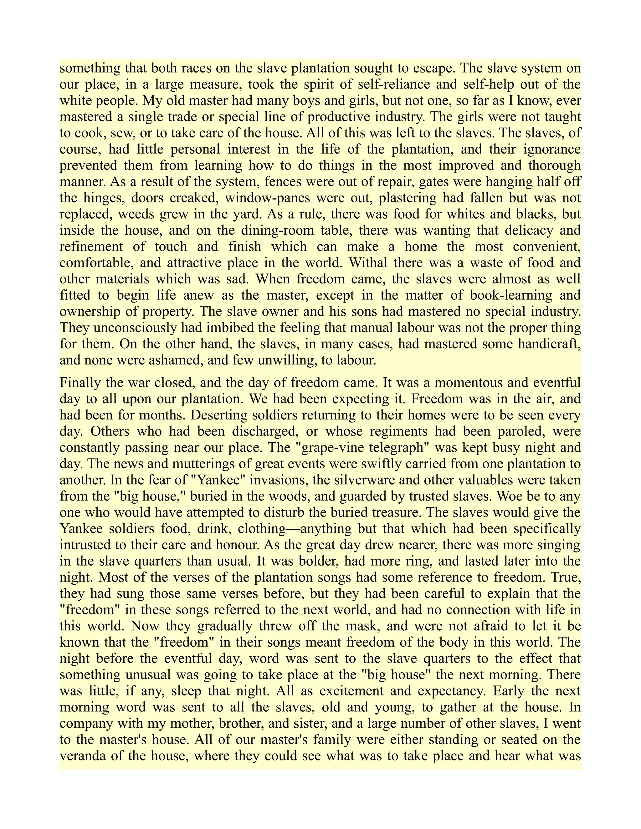 Up From Slavery - Booker T Washington | PDF