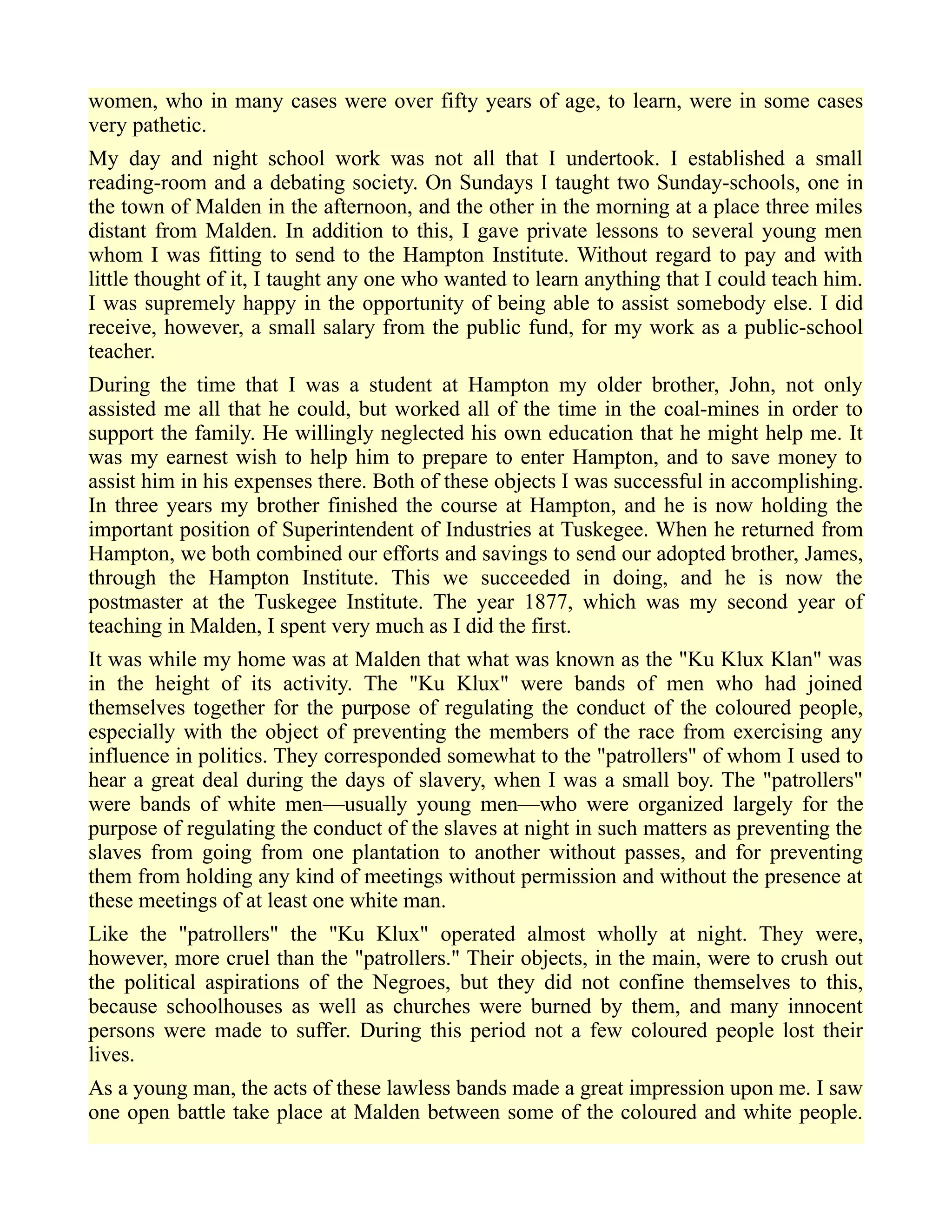 Up From Slavery - Booker T Washington | PDF