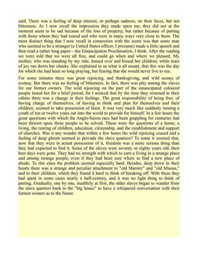 Up From Slavery - Booker T Washington | PDF