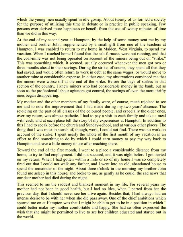 Up From Slavery - Booker T Washington | PDF