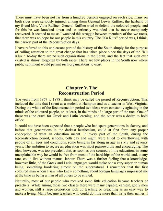 Up From Slavery - Booker T Washington | PDF