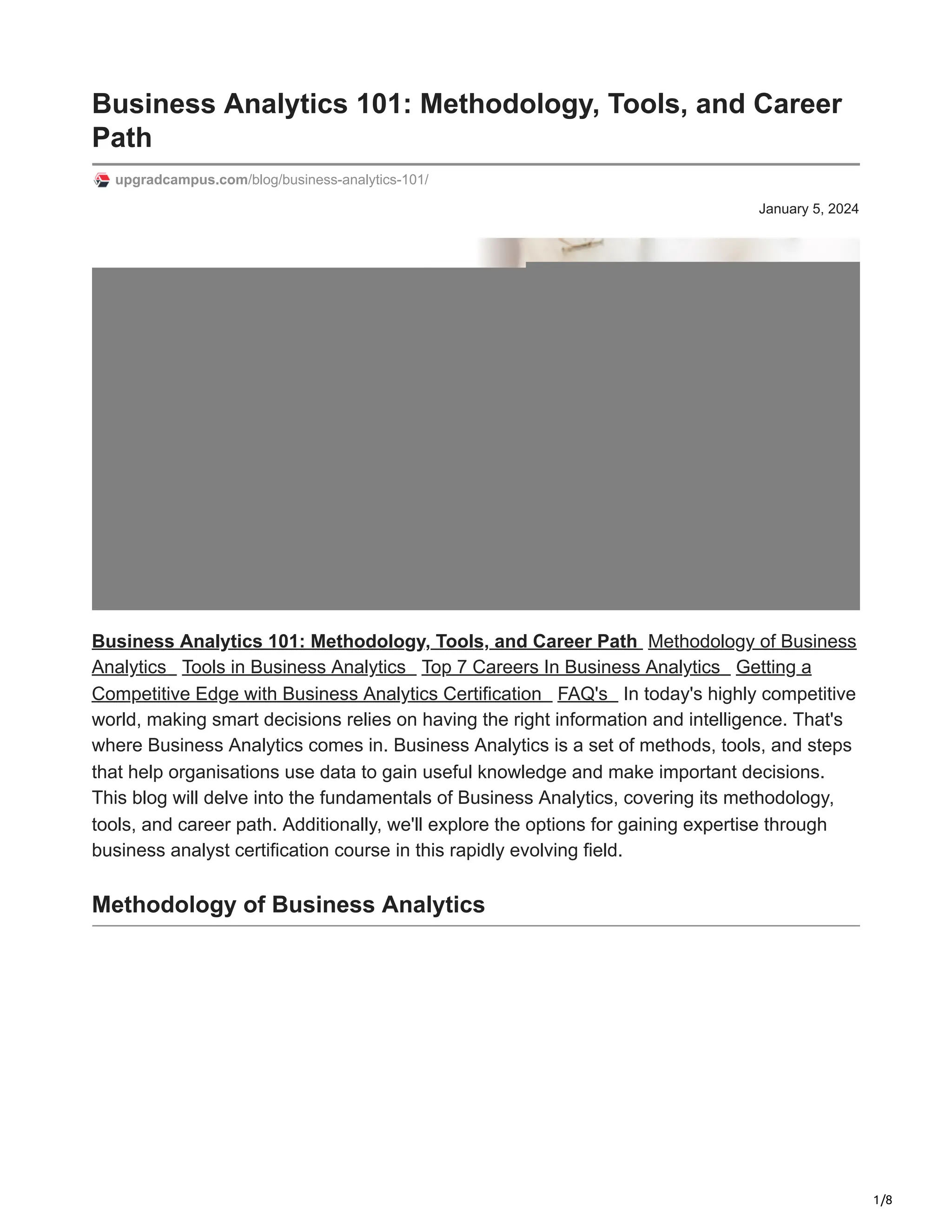 Business Analytics 101: Methodology, Tools, and Career Path | PDF