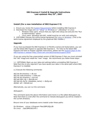 DB2 Upgrade instructions | PDF