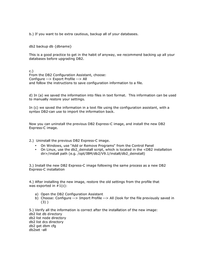 DB2 Upgrade instructions | PDF