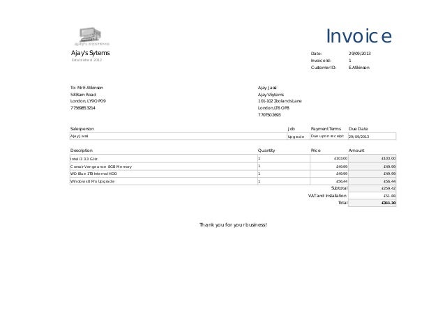 Upgrade Invoice