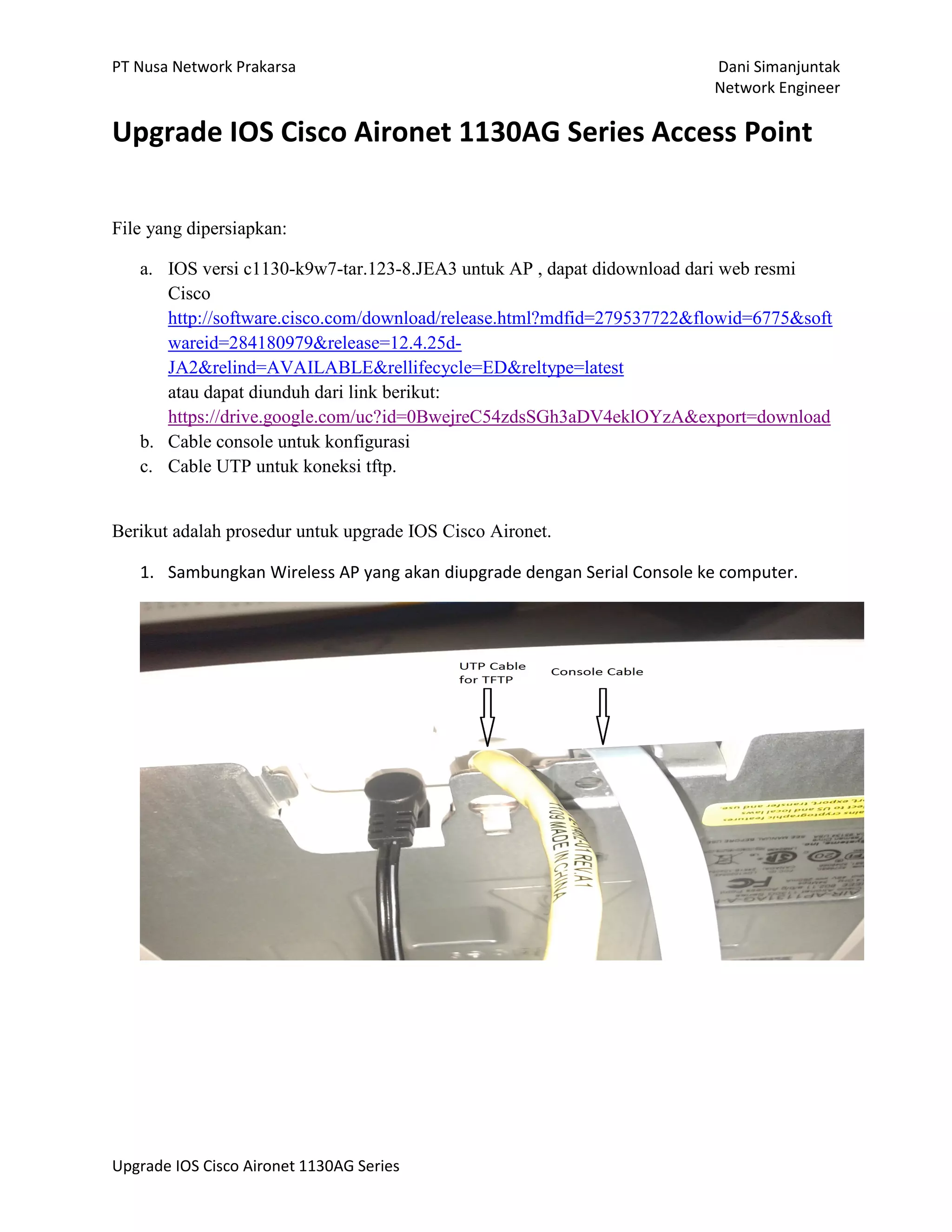 Upgrade IOS Cisco Aironet 1130AG Series Access Point | PDF