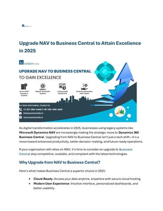 Upgrade to Business Central for 2025 Excellence | PDF