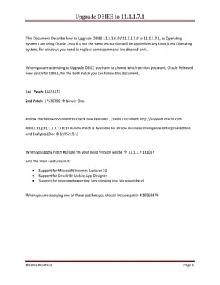 Upgrade OBIEE to 11.1.1.7.1 | PDF