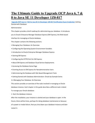The Ultimate Guide to Upgrade ocp java 6, 7 & 8 to java se 11 developer 1 z0 817 | PDF