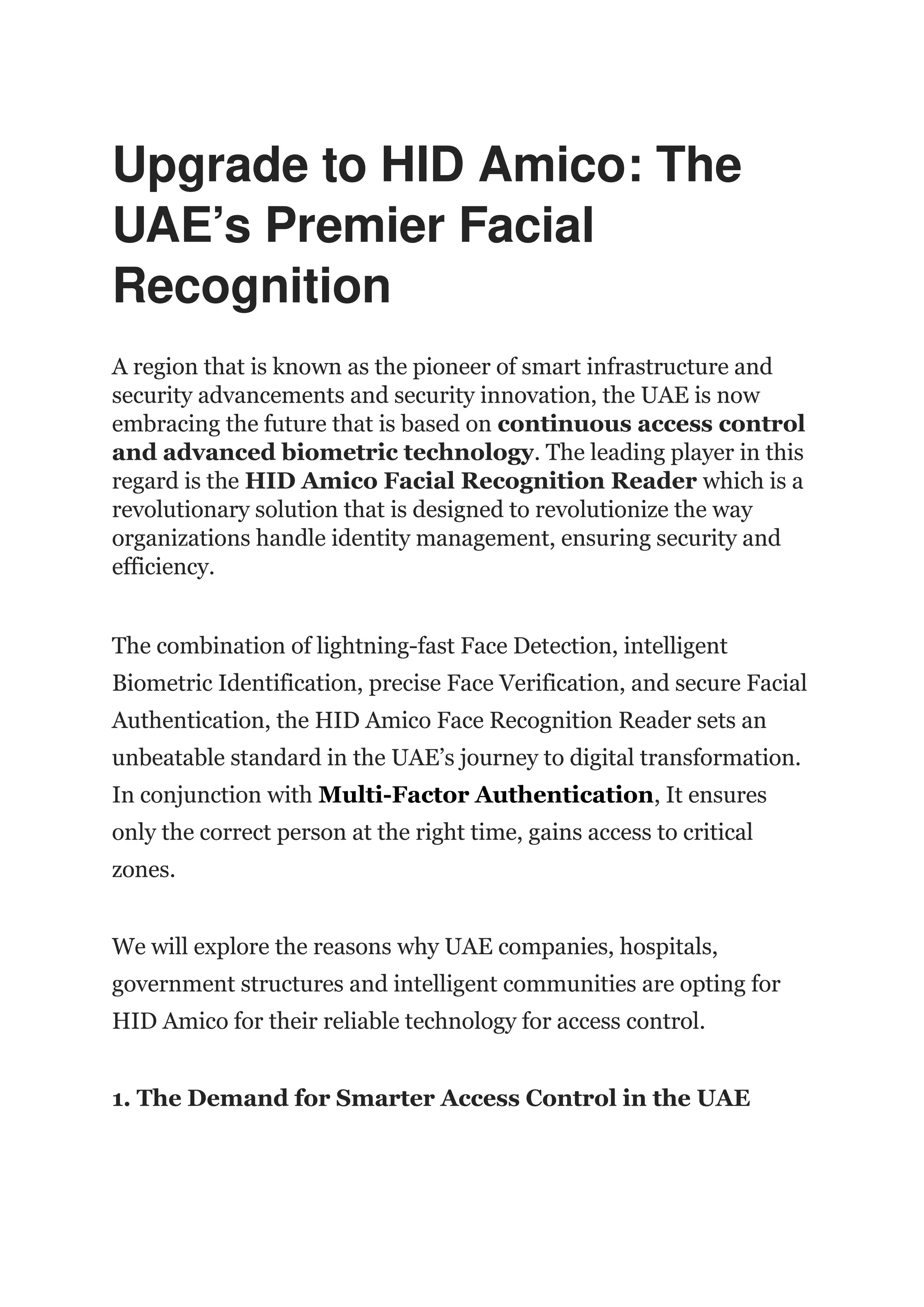 Upgrade to HID Amico The UAE’s Premier Facial Recognition.docx