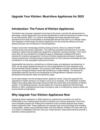 Upgrade Your Kitchen Must-Have Appliances for 2025 | PDF