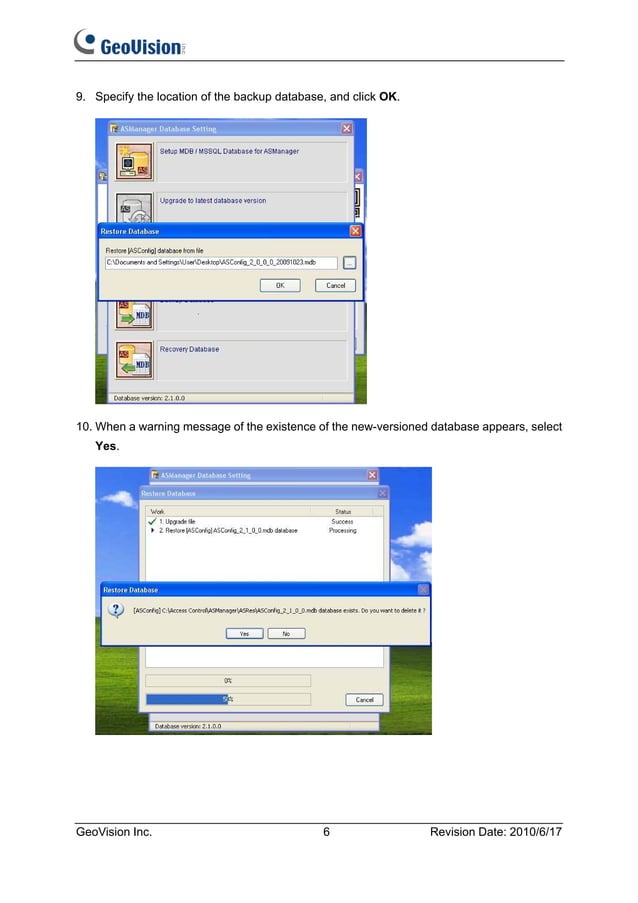 GeoVision : Access Control Solutions : How to : Upgrading AS Manager | PDF