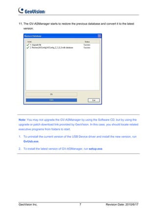 GeoVision : Access Control Solutions : How to : Upgrading AS Manager | PDF