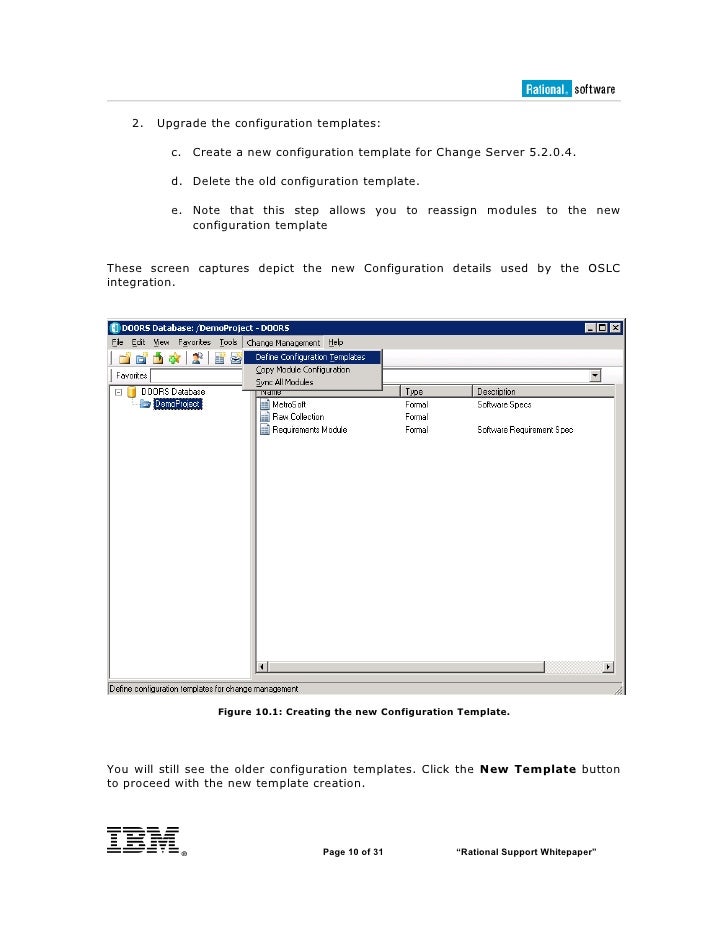 Upgrading the Rational DOORS and Change integration data into the OSL…