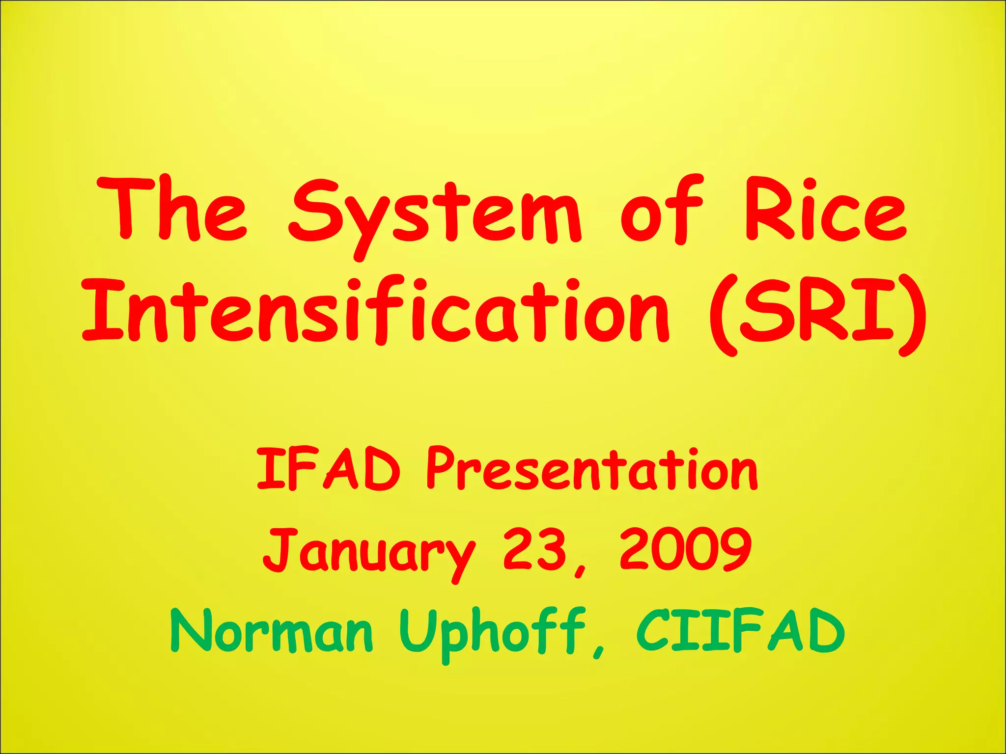 The System of Rice Intensification (SRI) | PPT