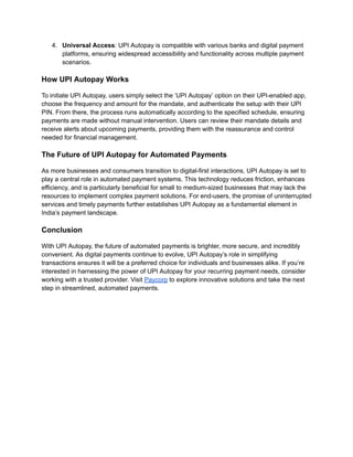 UPI Autopay The Future of Automated Payments for 2024 and Beyond | PDF