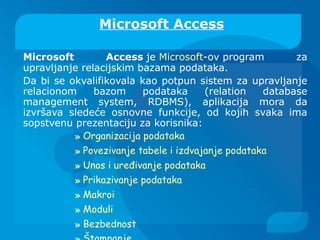 Upiti u Microsoft Access-u | PPT