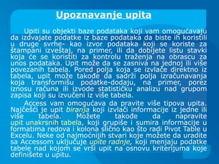 Upiti u Microsoft Access-u | PPT