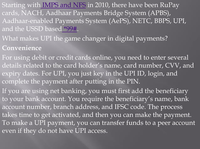 UPI (Unified Payments Interface) – The Game Changer | PPT