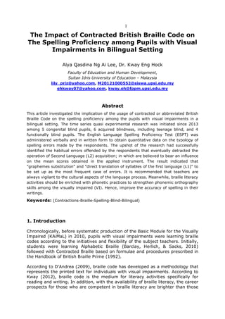 The impact of the usage of contracted British Braille Code on the ...