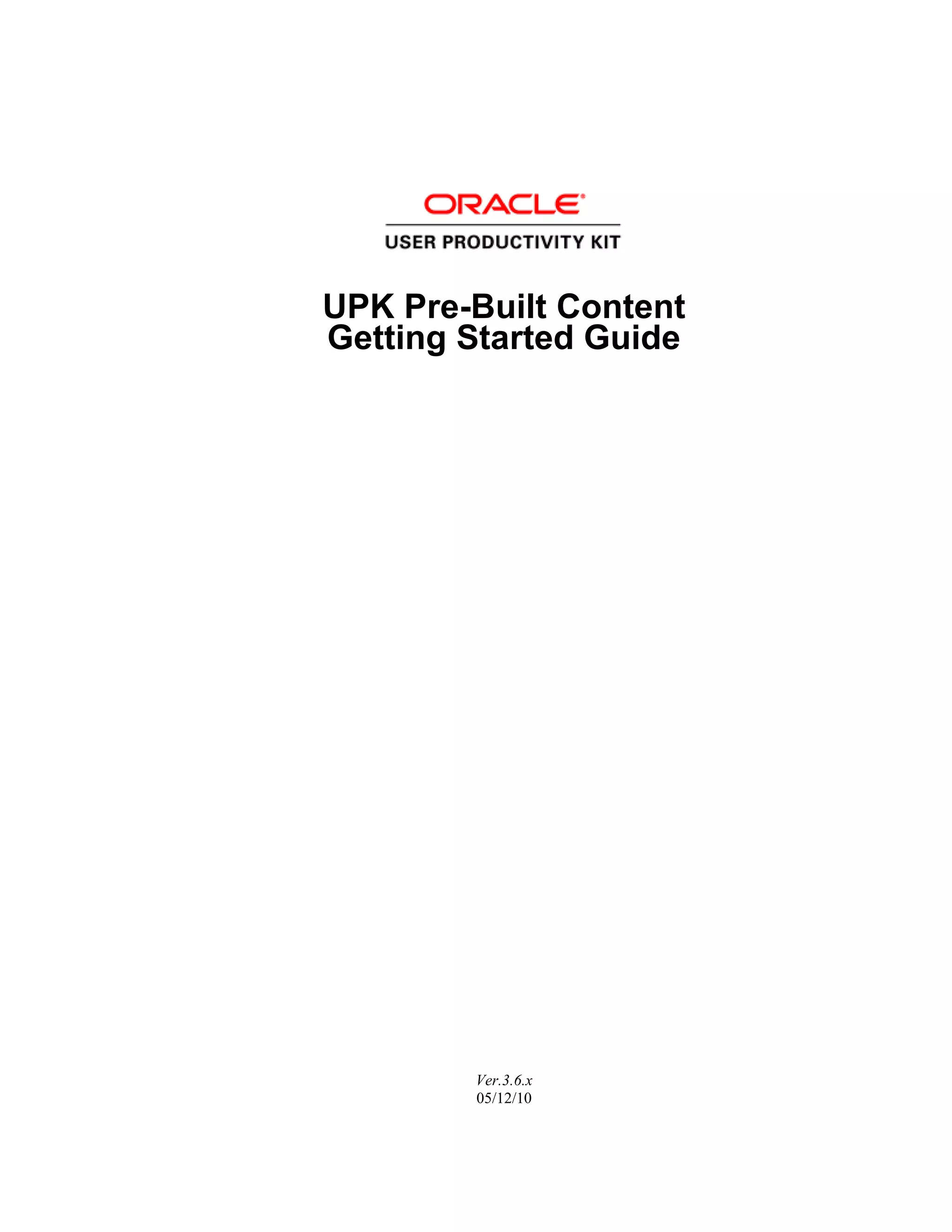 Upk pre built content getting started guide | PDF