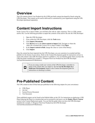 Upk pre built content getting started guide | PDF
