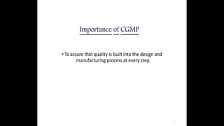 CGMP drug regulatory affairs Current good manufacturing practices | PPTX