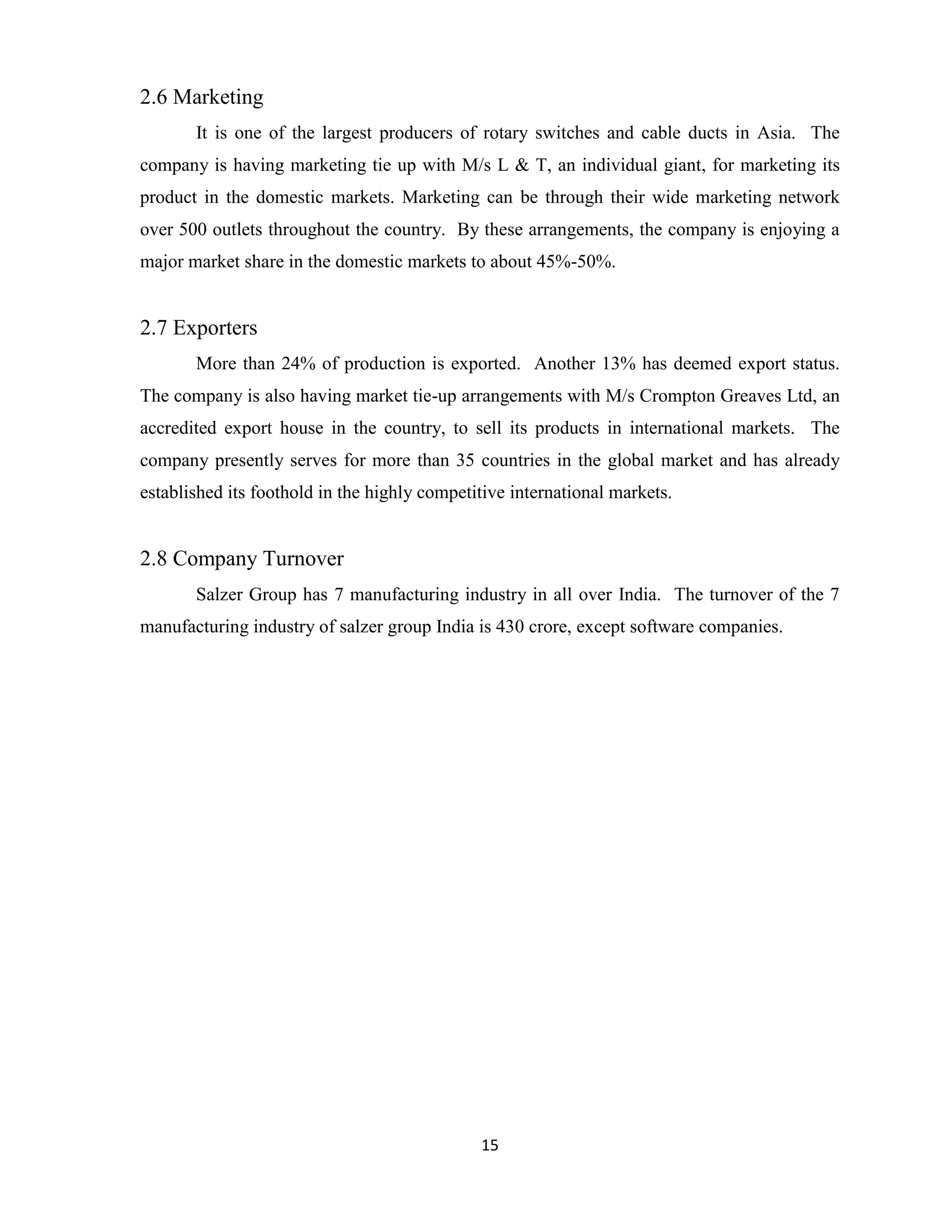 Salzer Electronics Ltd, Internship Project | PDF