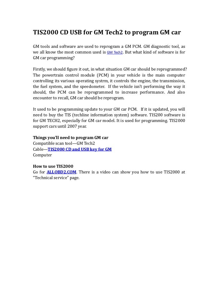 Gm tis 2000 software download - aslindex